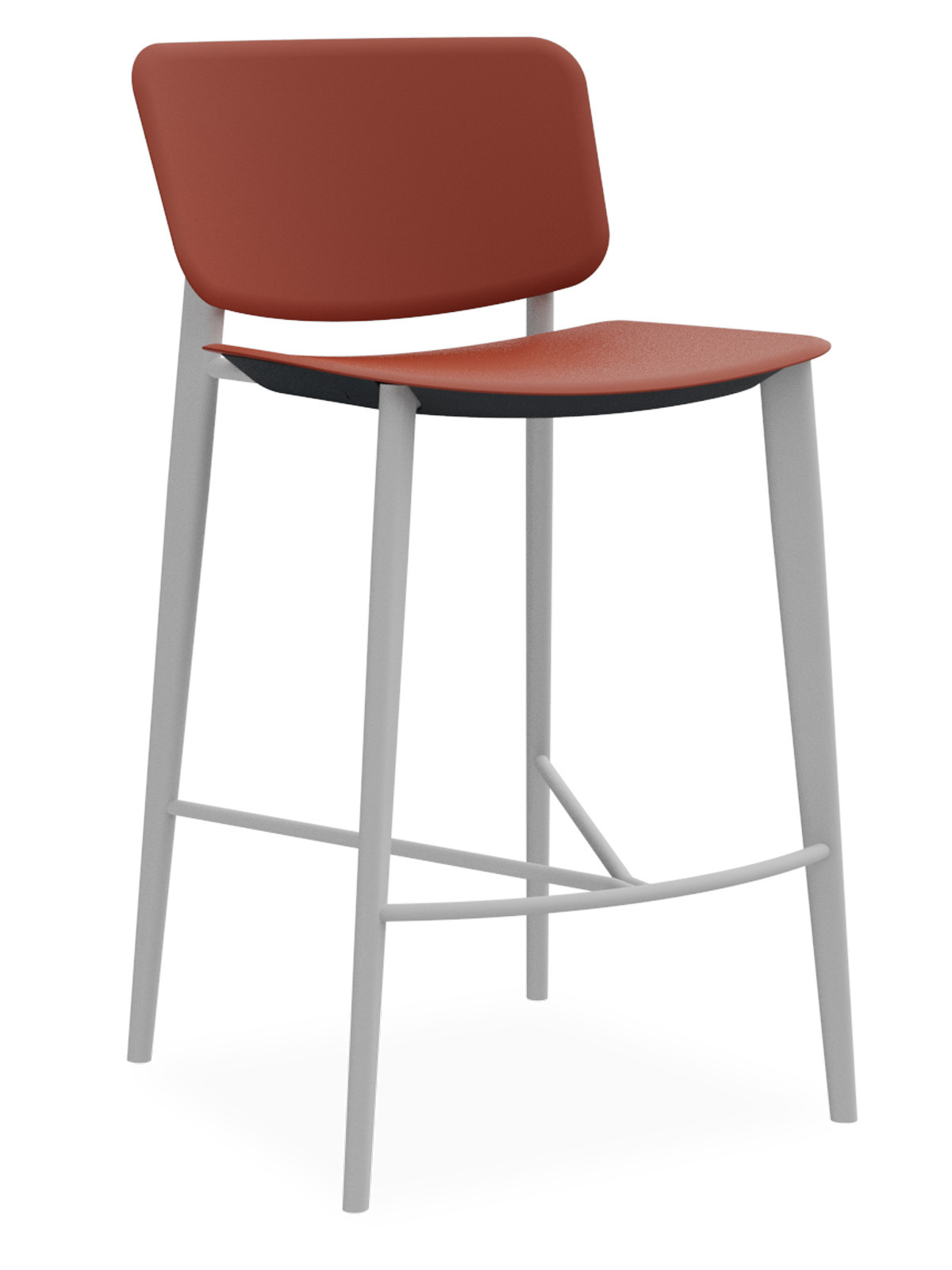 Stool with polypropylene seat and backrest, metal structure with ...